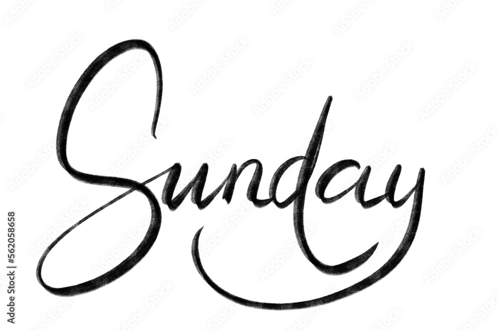 Sunday hand drawn lettering. Modern brush calligraphy design for card ...