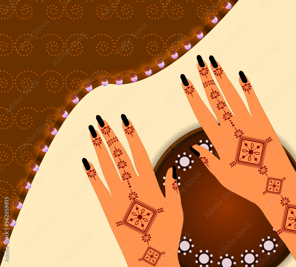 Floral Henna Mehndi Vector Hand Illustration Design, Henna Hands Vector ...