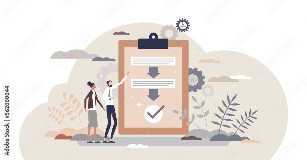 Procedure as work flow process steps scheme document tiny person ...