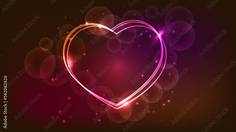 Neon frame in heart form with shining effects and sparkles Stock Vector ...