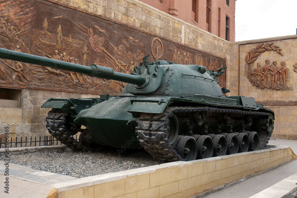 Cairo, Egypt, January 7 2023: old tanks, armored fighting vehicle used ...