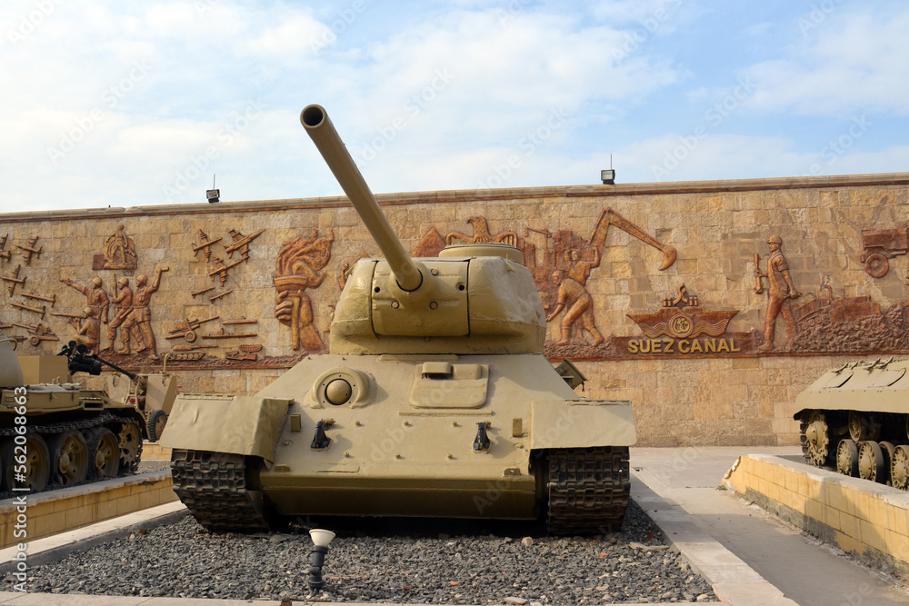 Cairo, Egypt, January 7 2023: old tanks, armored fighting vehicle used ...