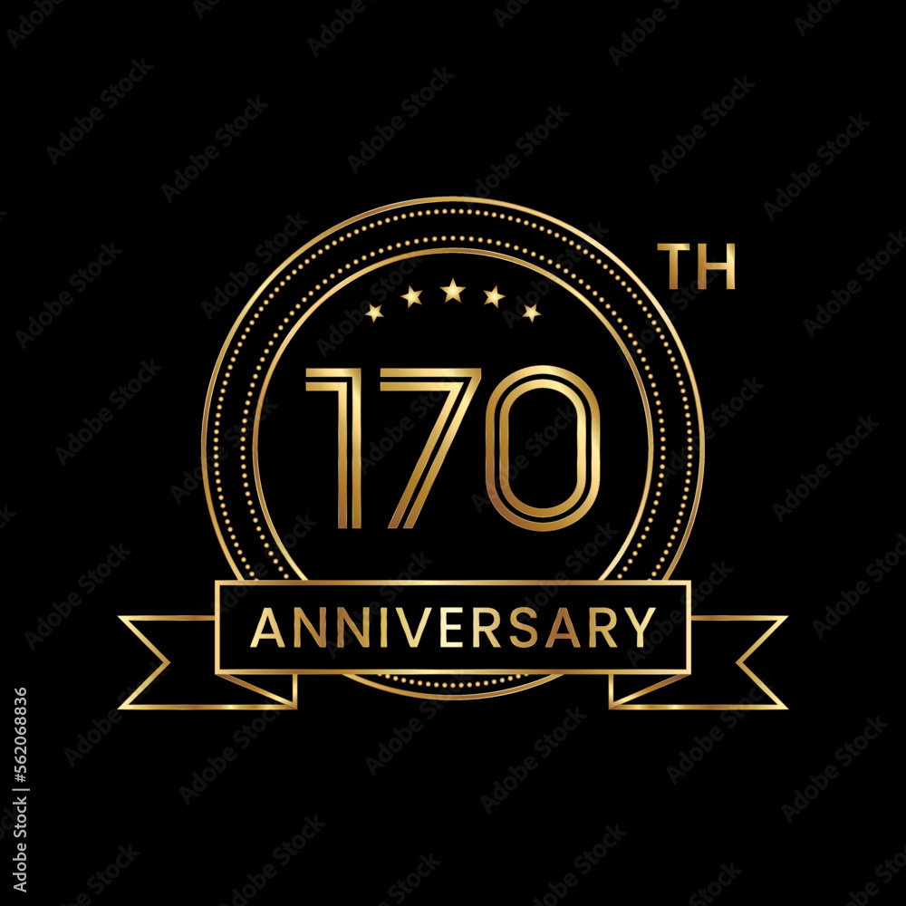 170th Anniversary logo design with gold color text and ribbon for ...