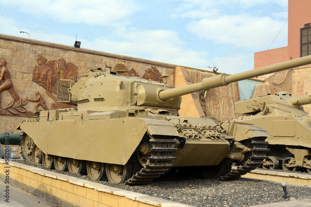 Cairo, Egypt, January 7 2023: old tanks, armored fighting vehicle used ...