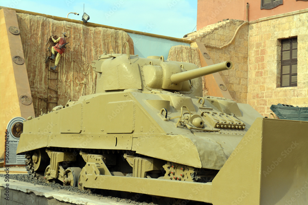 Cairo, Egypt, January 7 2023: old tanks, armored fighting vehicle used ...
