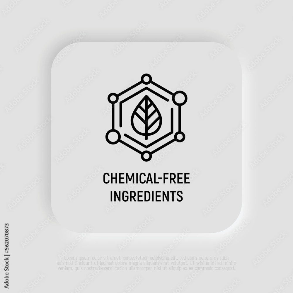 Chemical free ingredients symbol. Thin line icon for package of organic ...