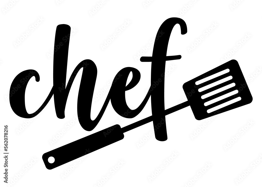 Logo restaurante. Letras de la palabra chef con silueta de espátula ...