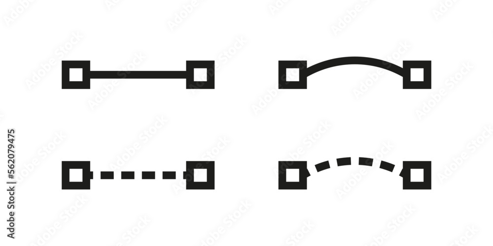 Bezier Curve Line Contour Icon Pen Point Drawing Vector Tool Symbol Set Stock Vector Adobe Stock