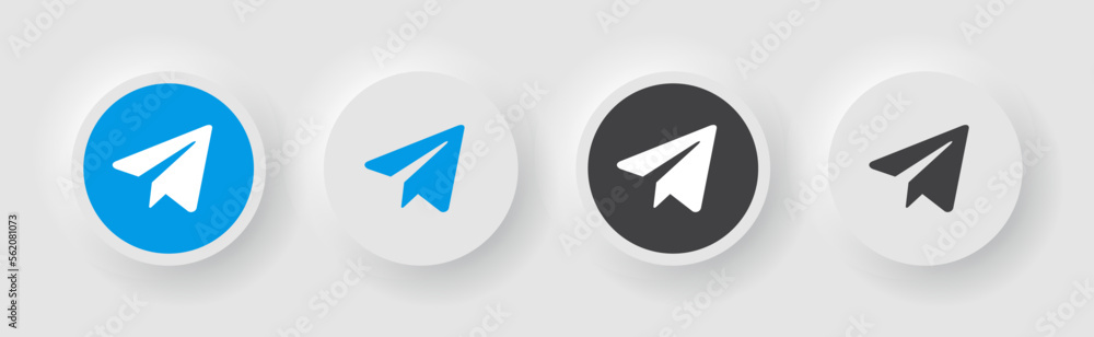Telegram logo round icons. Neumorphism style. Stock Vector | Adobe Stock