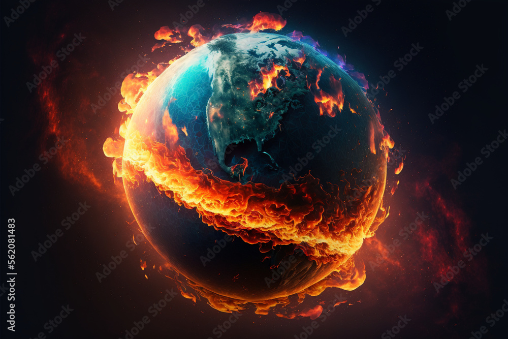 burning earth in fire imagem gerada tecnologia IA Stock Illustration ...