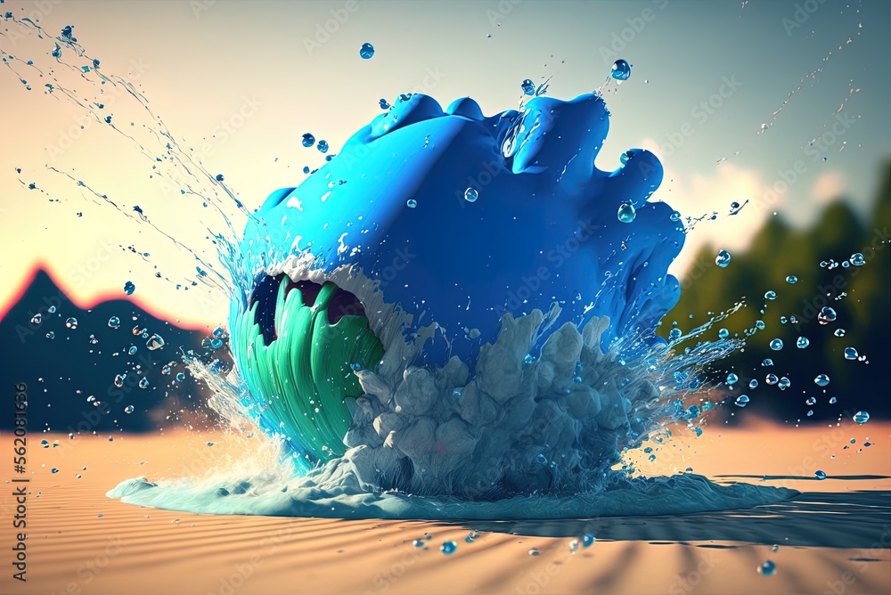 Cartoon video effects of a water splash from a game Generative AI Stock ...
