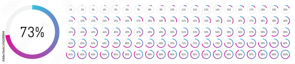 Loading progress bar or infographic element. Round percentage icons ...