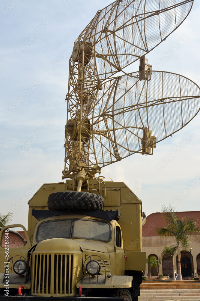 Cairo, Egypt, January 7 2023: Old vintage retro USSR Russian P-15 radar ...