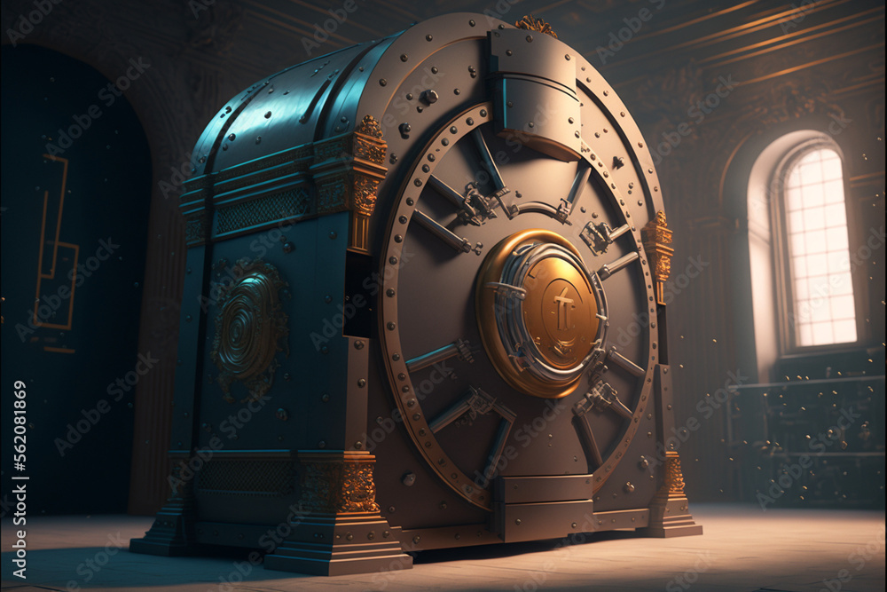 Realistic vintage bank vault AI technology generated image Stock ...