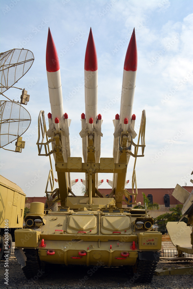 Cairo, Egypt, January 7 2023: SAM 6 USSR missiles elevated 2K12 KUB ...