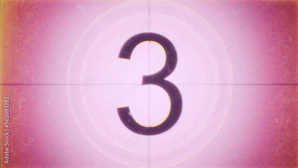Universal Countdown Film Leader, magenta, pink colors. Countdown Clock ...