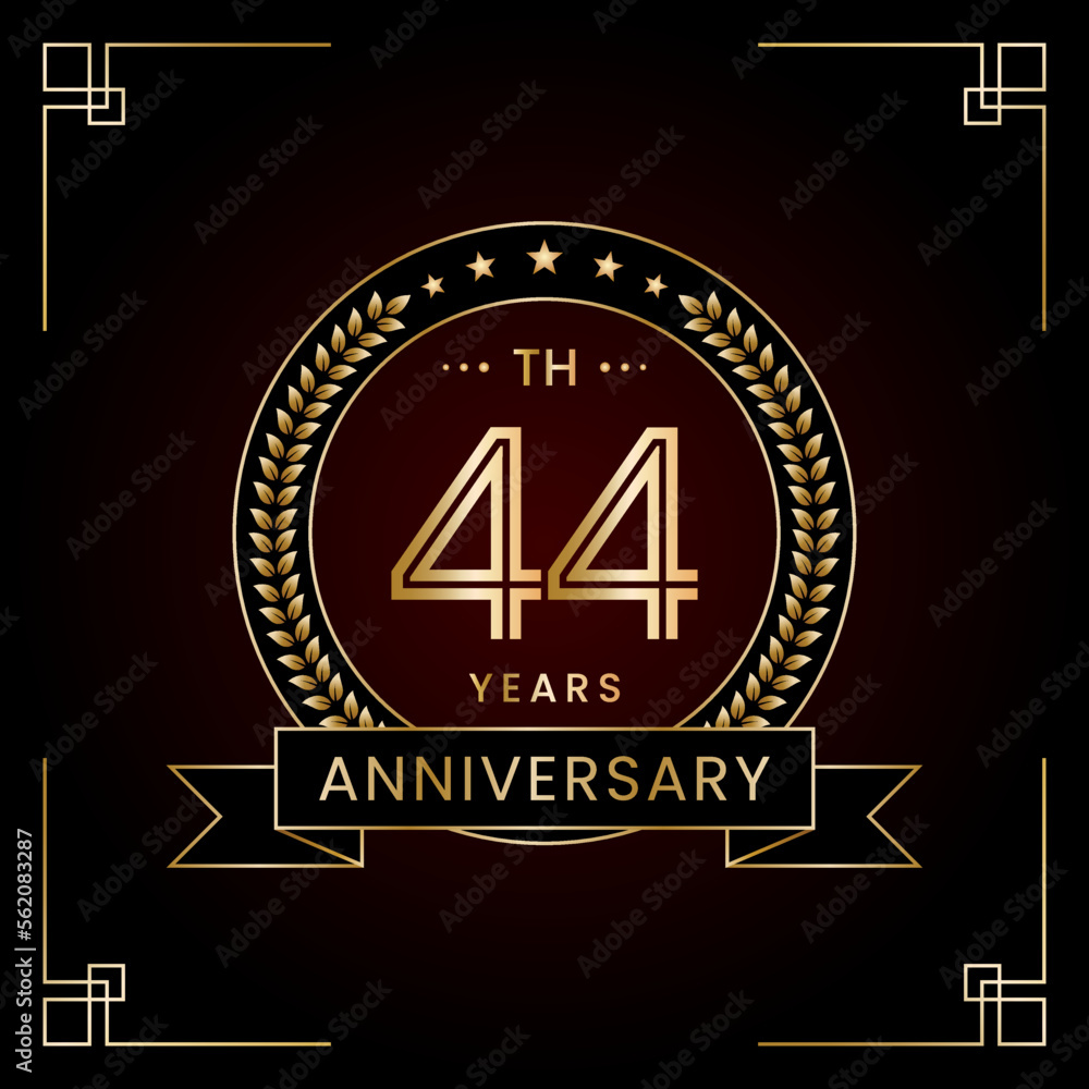 44th Anniversary Logo Design Concept with Laurel wreath for Birthday ...