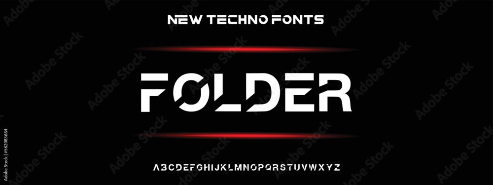 Vetor de FOLDER tech vector font typeface unique font design. Typeface ...