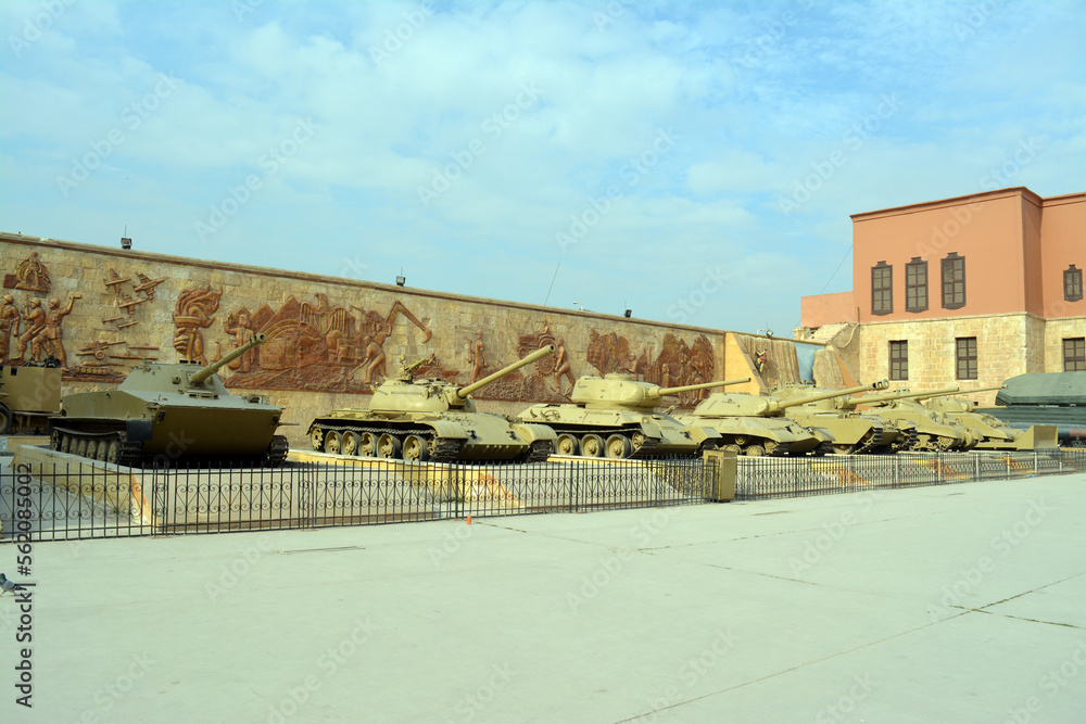 Cairo, Egypt, January 7 2023: old tanks, armored fighting vehicle used ...