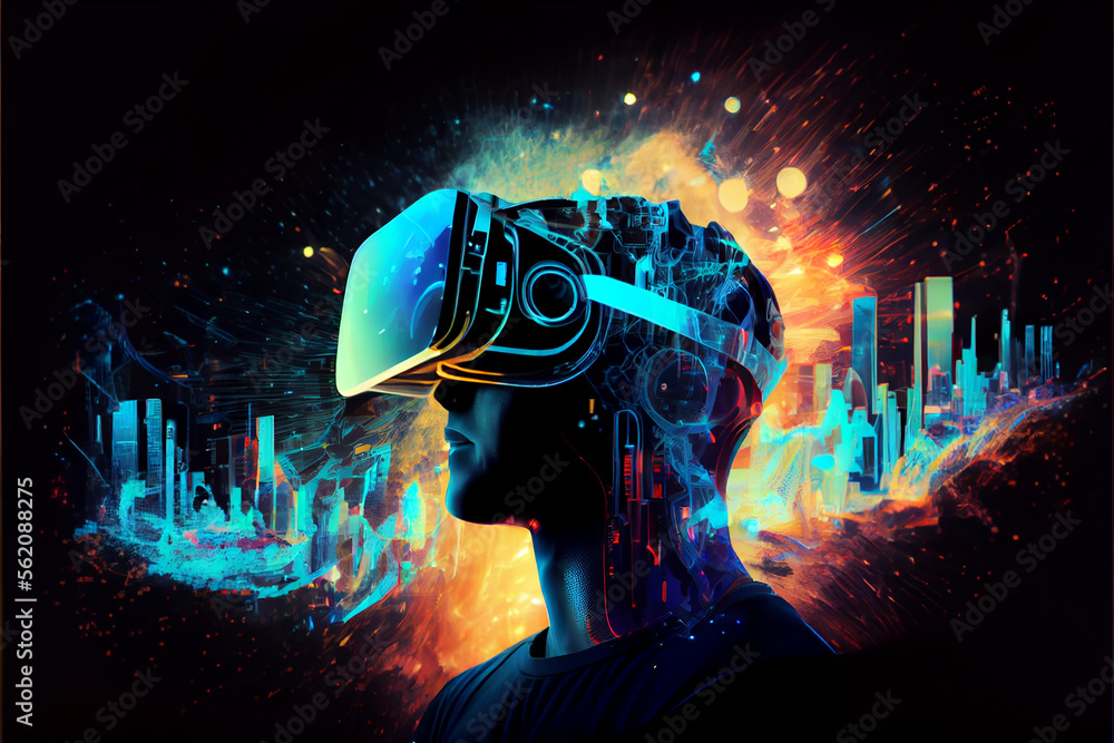 VR and AR technology futuristic concept. Virtual reality. Stock ...