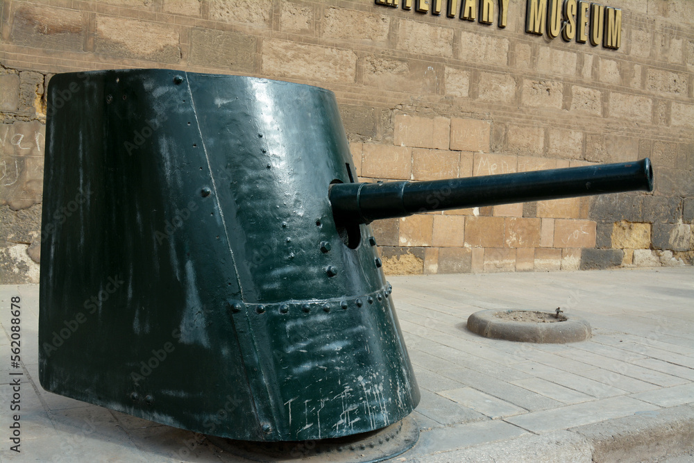 Cairo, Egypt, January 7 2023: old gun with a shield from the Egyptian ...