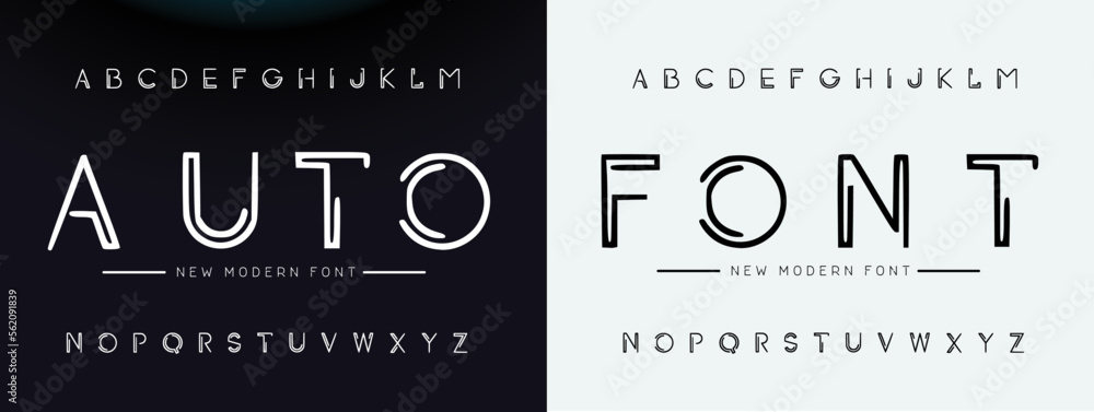 AUTO Sports minimal tech font letter set. Luxury vector typeface for ...