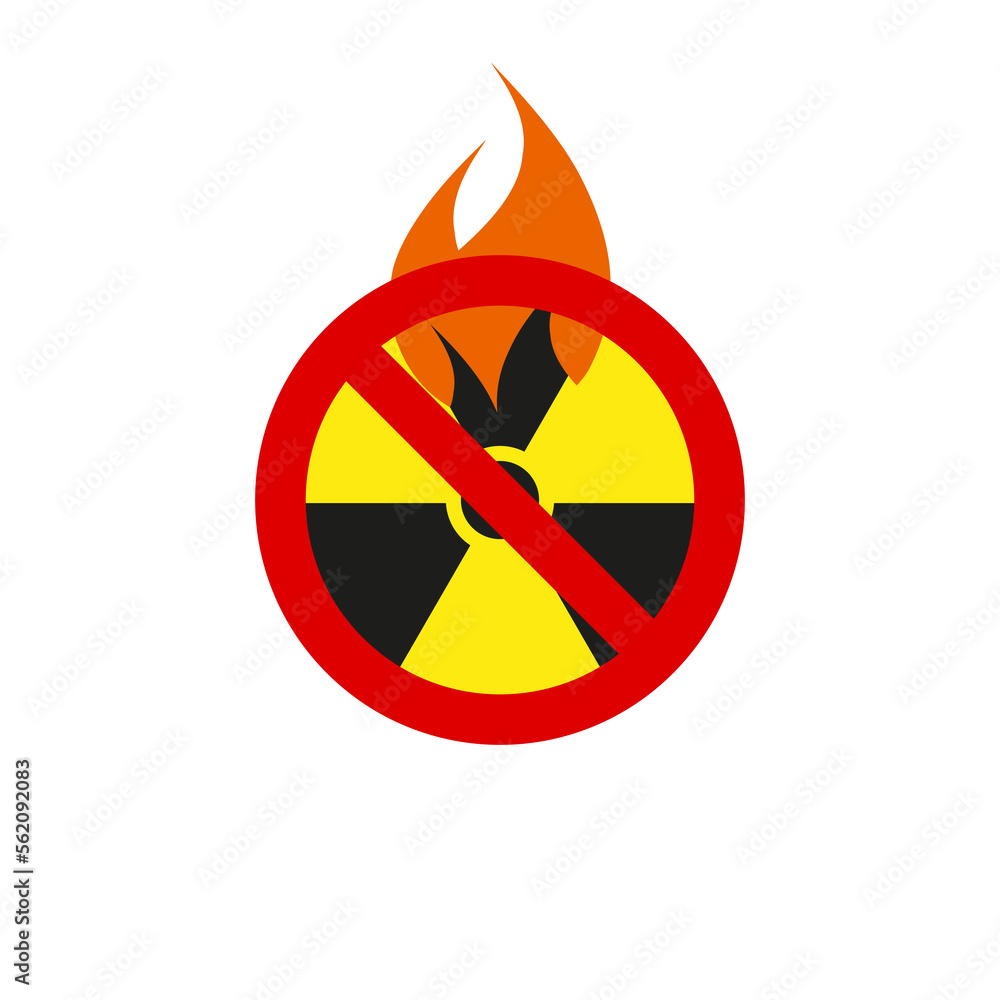 No nuclear war sign. Radioactive hazard sign. Stop the fire of atomic ...