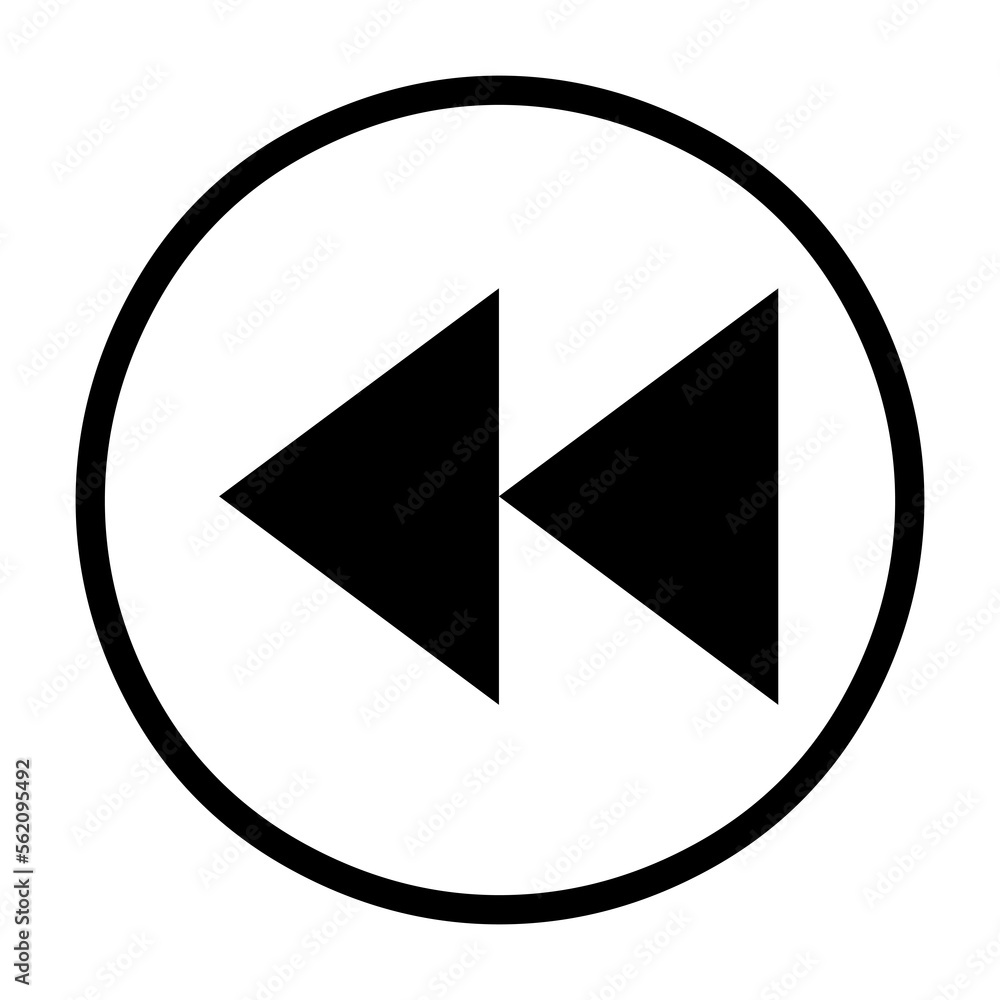 Rewind button icon on Transparent Background Stock Illustration | Adobe Stock