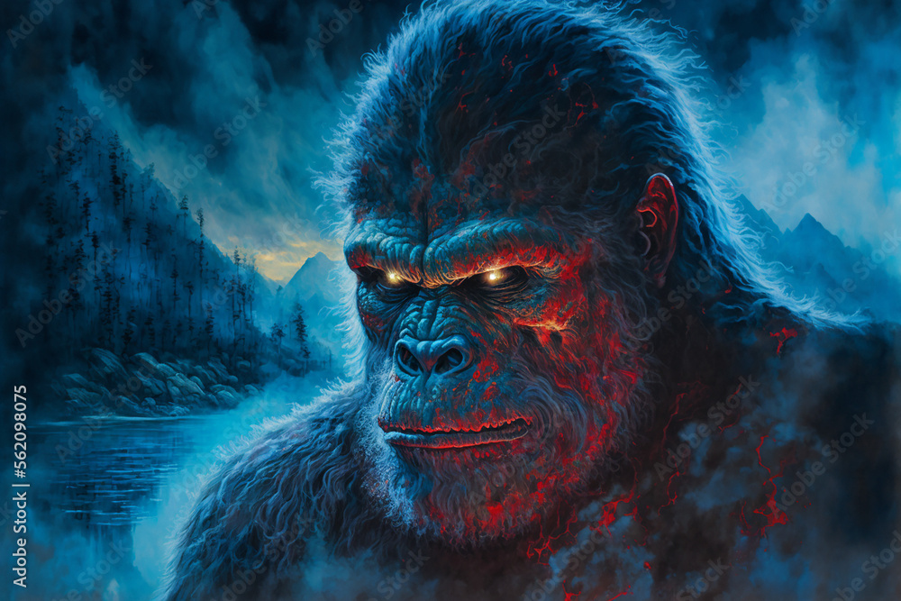 Angry artistic bigfoot face created with Generative AI Stock ...