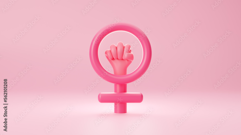 International Women's day banner design. Clenched fist as a symbol of ...