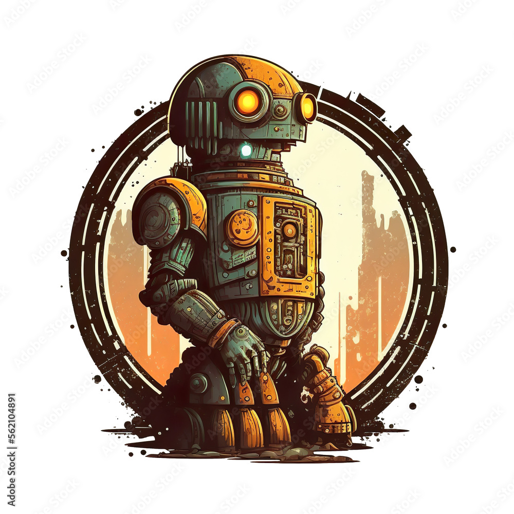 80s sci-fi robot toy logo for kids of a bygone era Stock Illustration ...