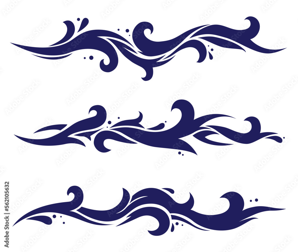 Dark blue wave borders. Editable vector illustration. Isolated ...