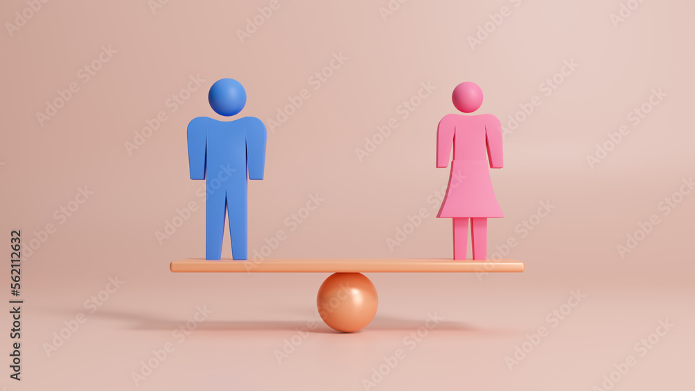 Gender equality concept. Male and female symbol on seesaw with ...