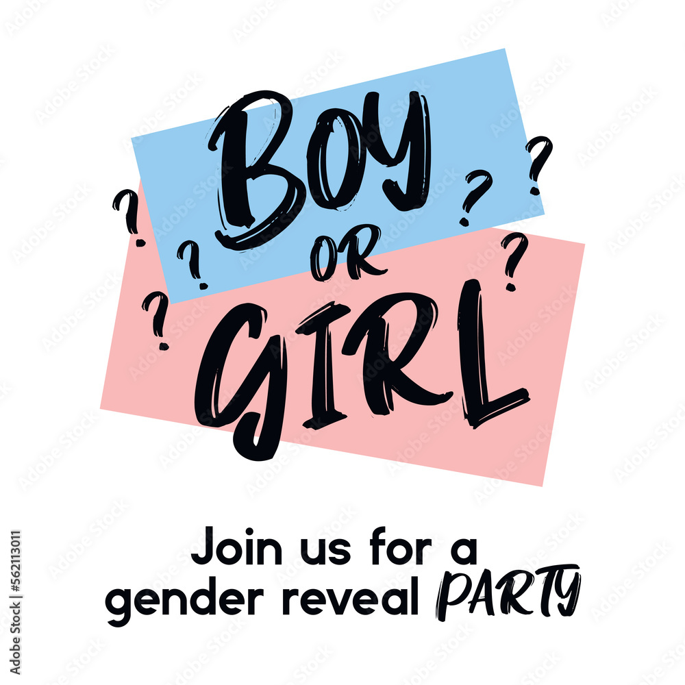 Boy or Girl - card template with a multi-colored inscription. Vector ...