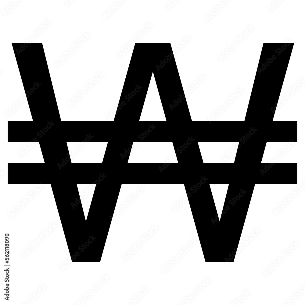 Korea won currency symbol icon on Transparent Background Stock ...
