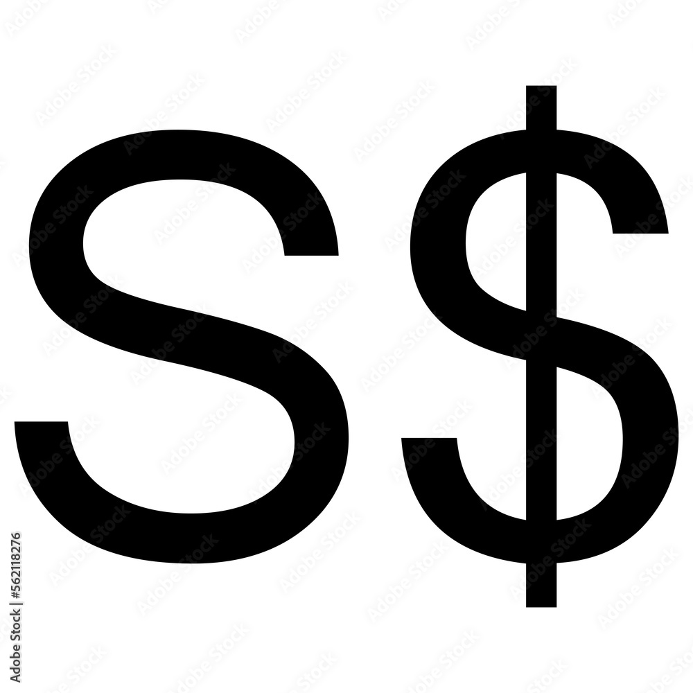 Singaporean dollar currency symbol icon on Transparent Background Stock ...
