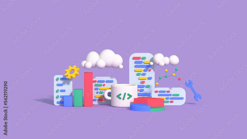 Data science concept 3D Rendering Stock Illustration | Adobe Stock