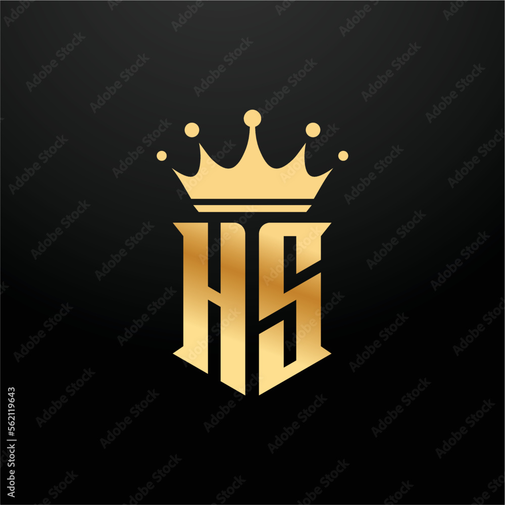elegant initial HS letter with crown logo vector, Creative Lettering ...