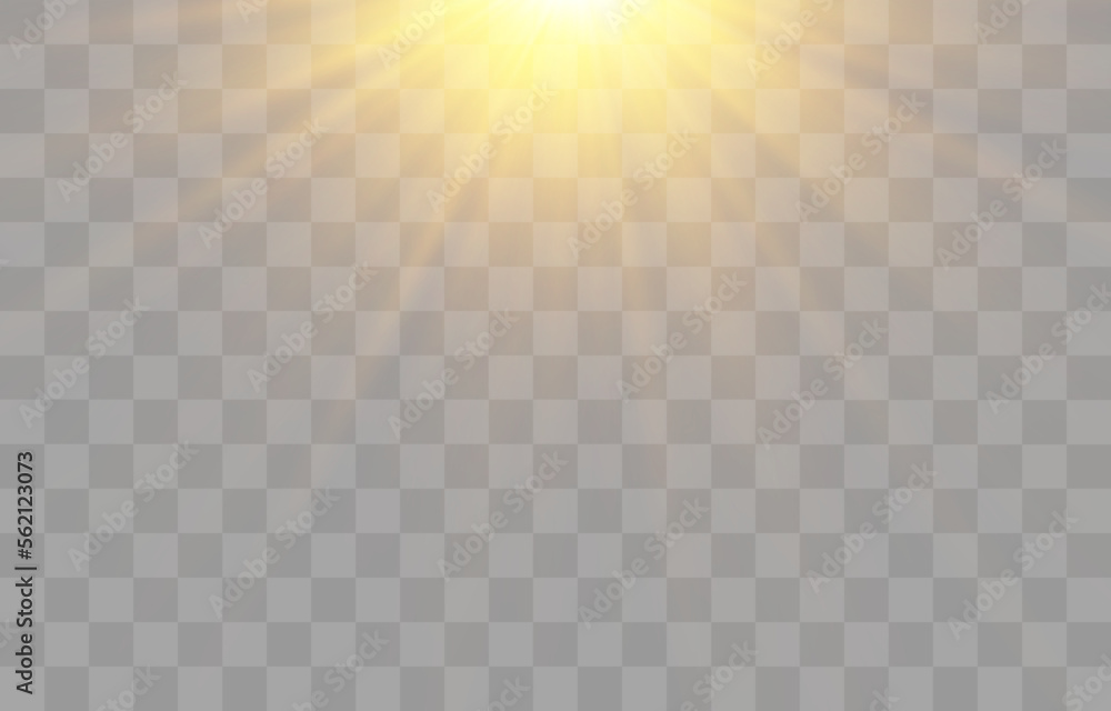 Glow light effect, Bright sun. Vector transparent sunlight, special ...