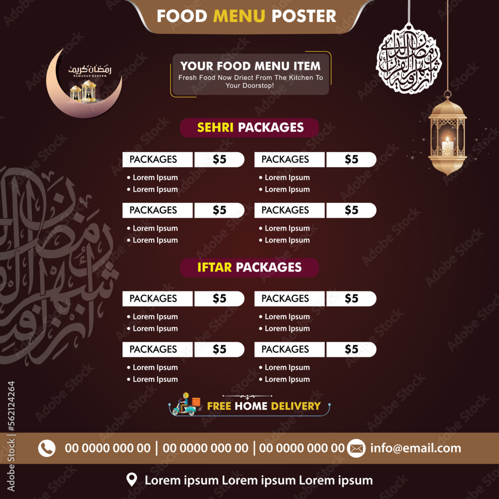Ramadan Kareem flyer template islamic brochure post Arabic calligraphy ...