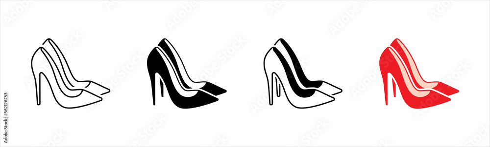 High heel shoe icon. Women elegant Shoe symbol sign, vector ...