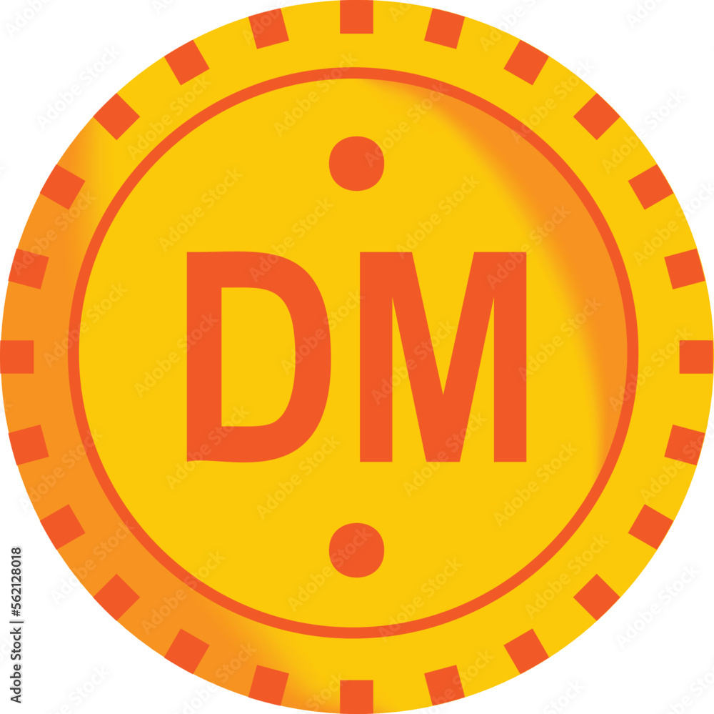 Deutsche Mark coin concept, pfennigs or pfennige vector color icon ...