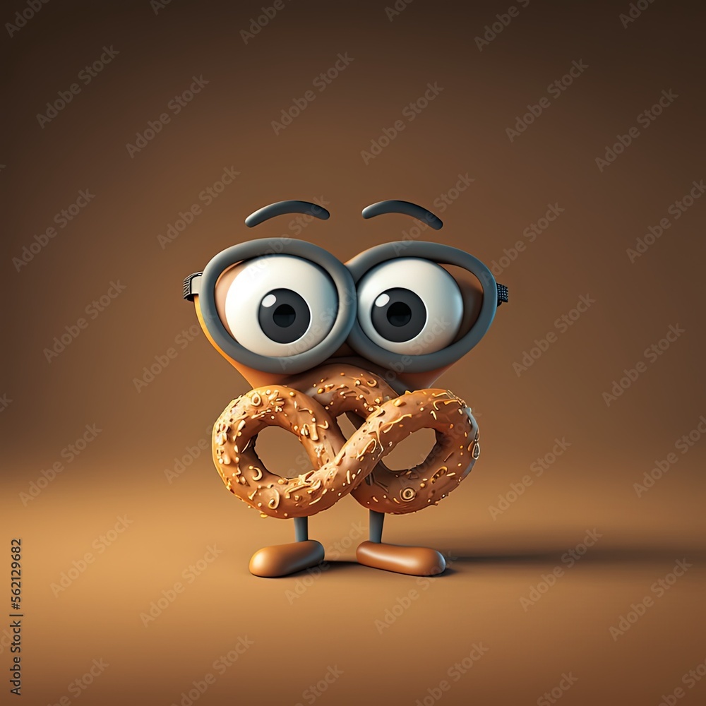 Cute Cartoon Pretzel Character (Generative AI) Stock Illustration ...