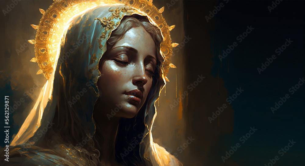 Generative AI illustration of Virgin Mary mother of Jesus ilustração do ...