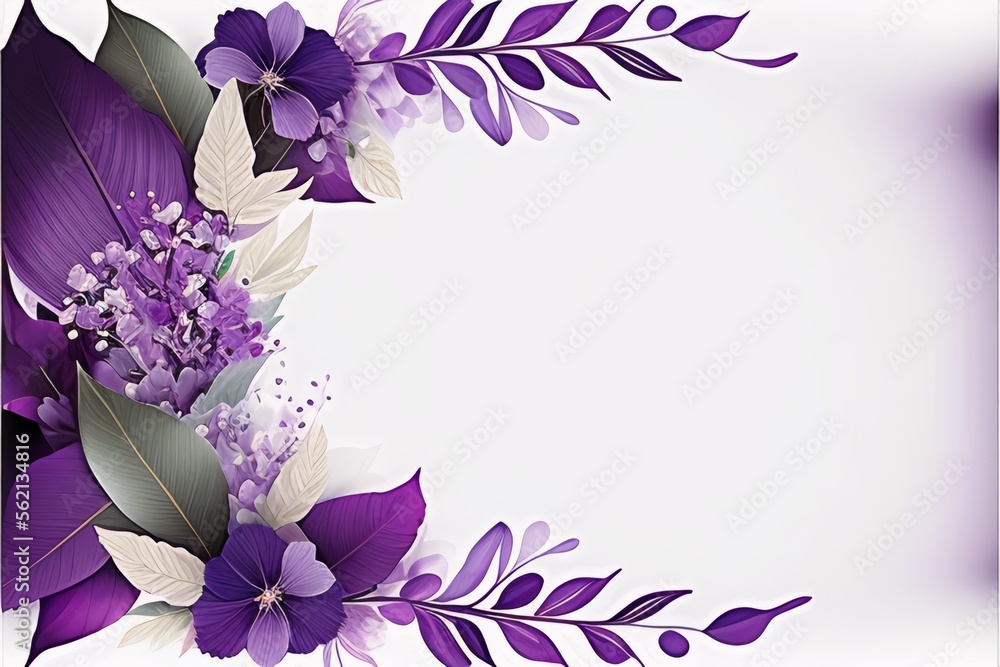 light purple elegant floral border abstract watercolor copy space ...