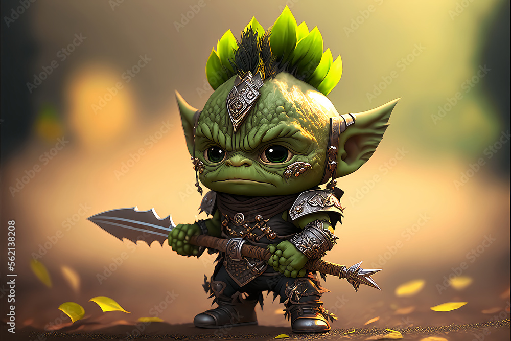 cute adorable corncrop warrior orc chibi generated ai Stock ...