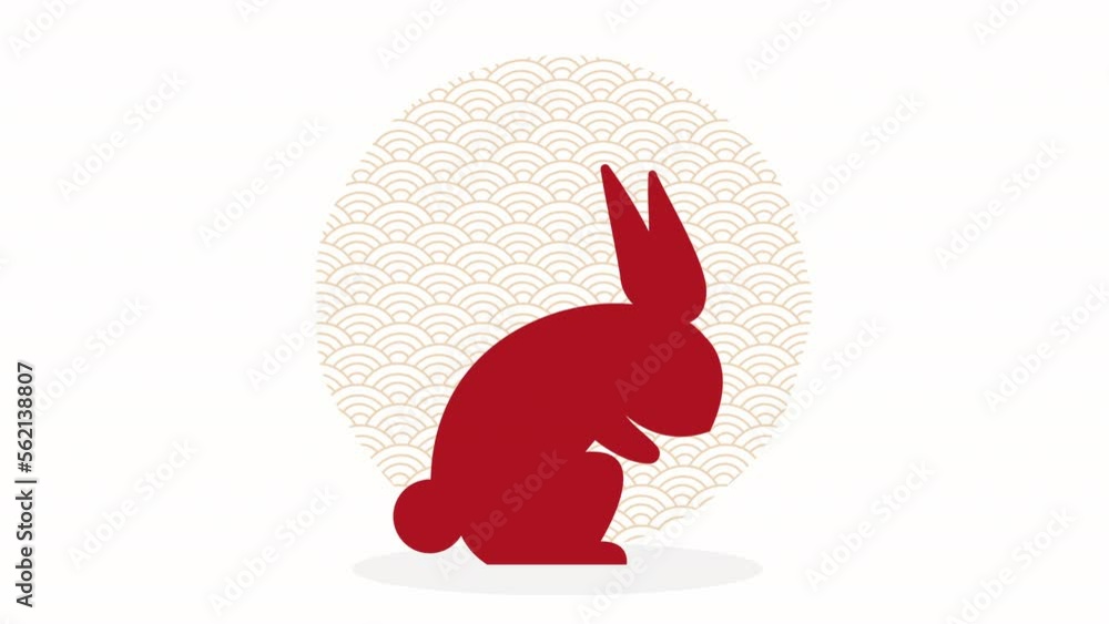 chinese new year red rabbit silhouette Stock Video | Adobe Stock