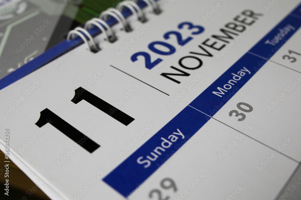 The 11 NOVEMBER and days of the year 2023 on calendar Stock Photo ...