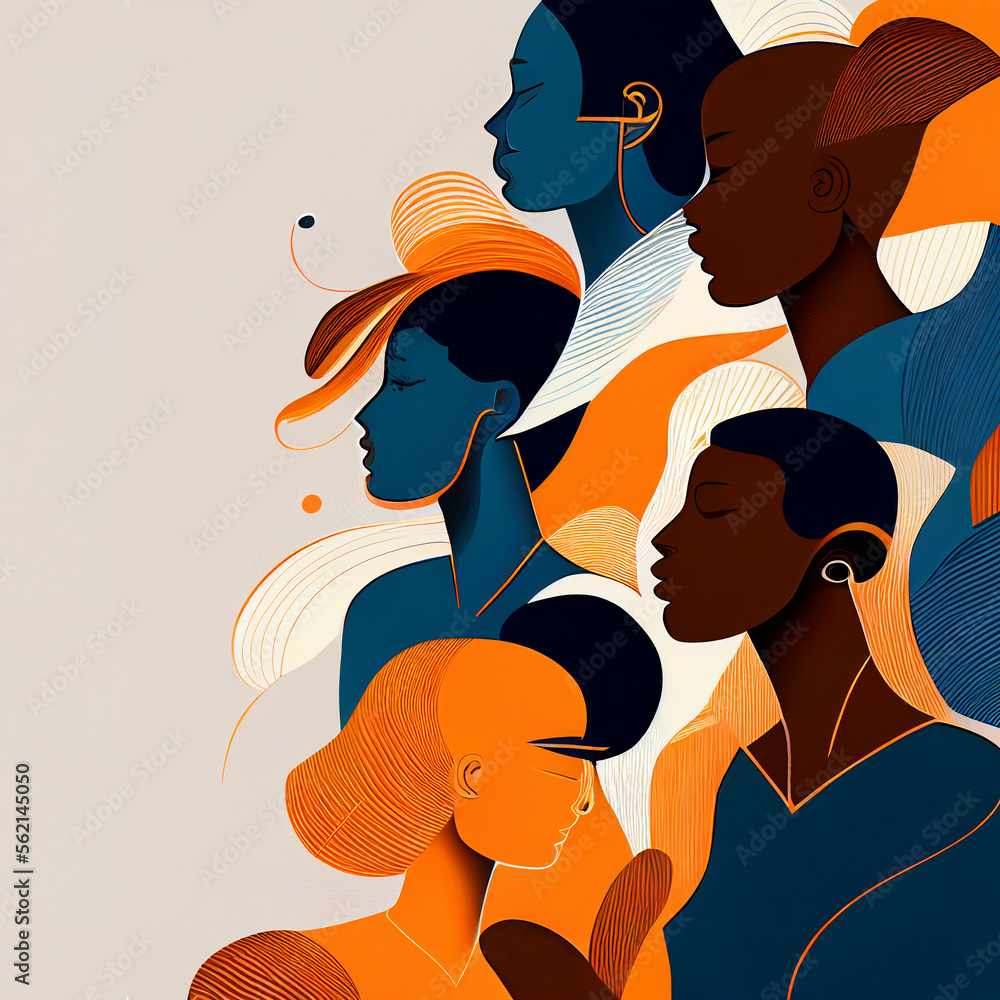BIPOC Brown Orange Blue Abstract Illustration Woman Indigenous People ...