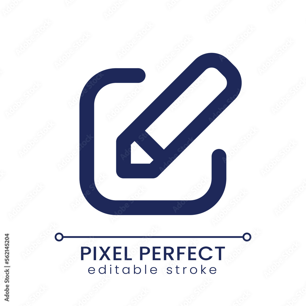 Edit pixel perfect linear ui icon. Application tool. Online editor. Software feature. Make ...